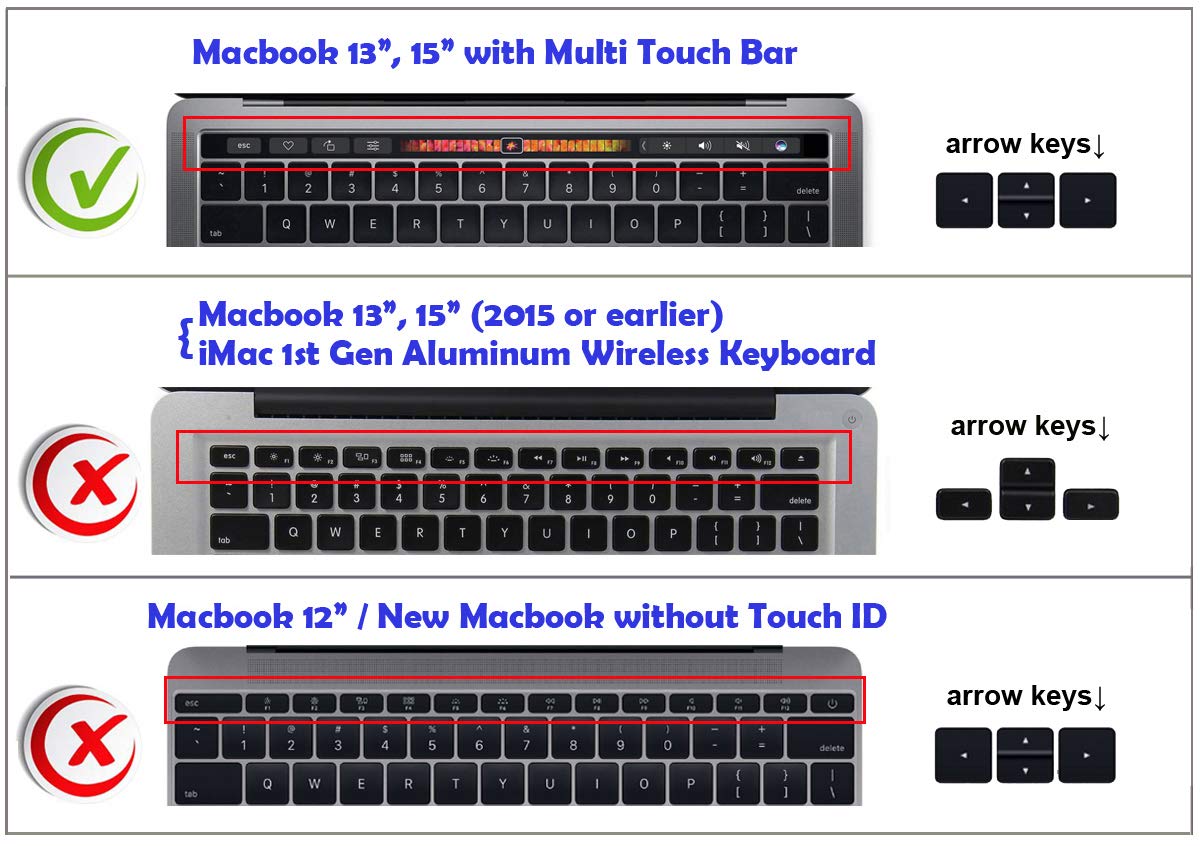 XSKN Spanish Language Silicone Keyboard Skin Cover for New MacBook Pro 13 (A2159 A1989 A1706) & for MacBook Pro 15 (A1990 A1707) Plus Touch Bar Sticker US EU Universal Layout (Black)