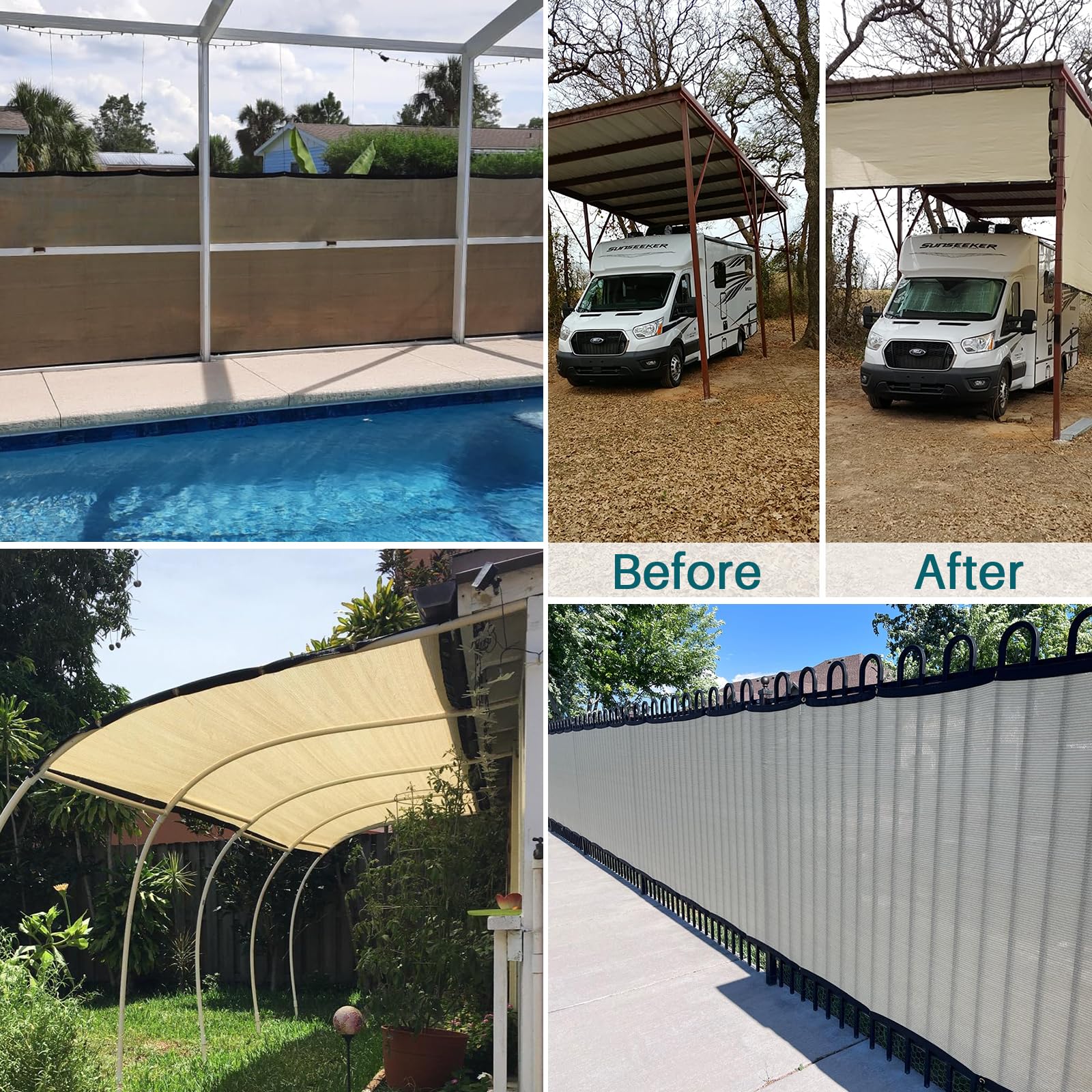 TANG 6' x 12' Beige Tan Fence Privacy Screen Fence Privacy Screen Windscreen Fence Netting Cover Privacy Blockage Excellent Airflow for Backyard Garden School with Zipties