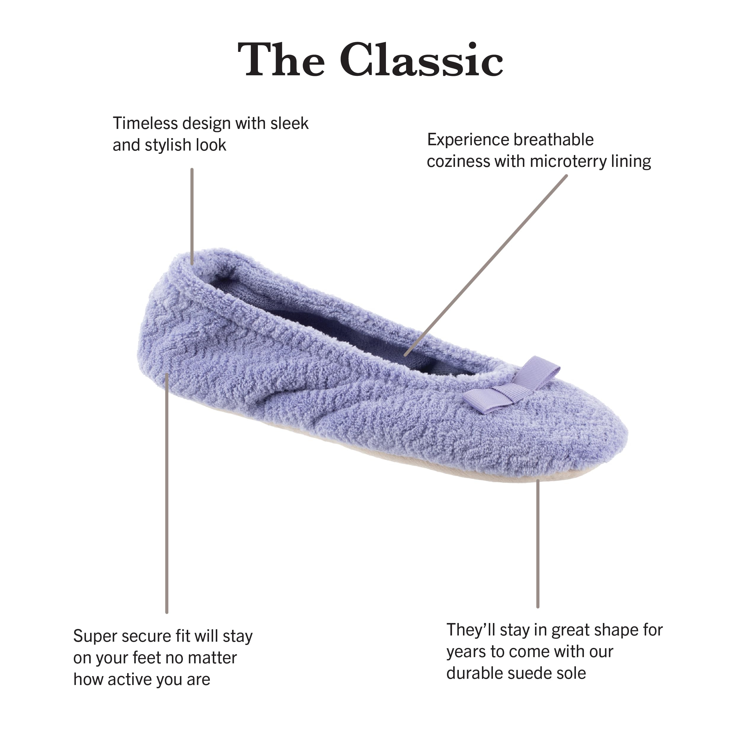 isotoner Women's Moisture Wicking and Suede Sole for Comfort Slipper, Periwinkle Chevron, 8-9