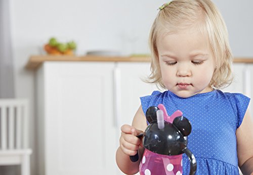 The First Years Minnie Mouse Straw Cup: Toddler trainer cup with soft-tip straw and easy-grasp handles