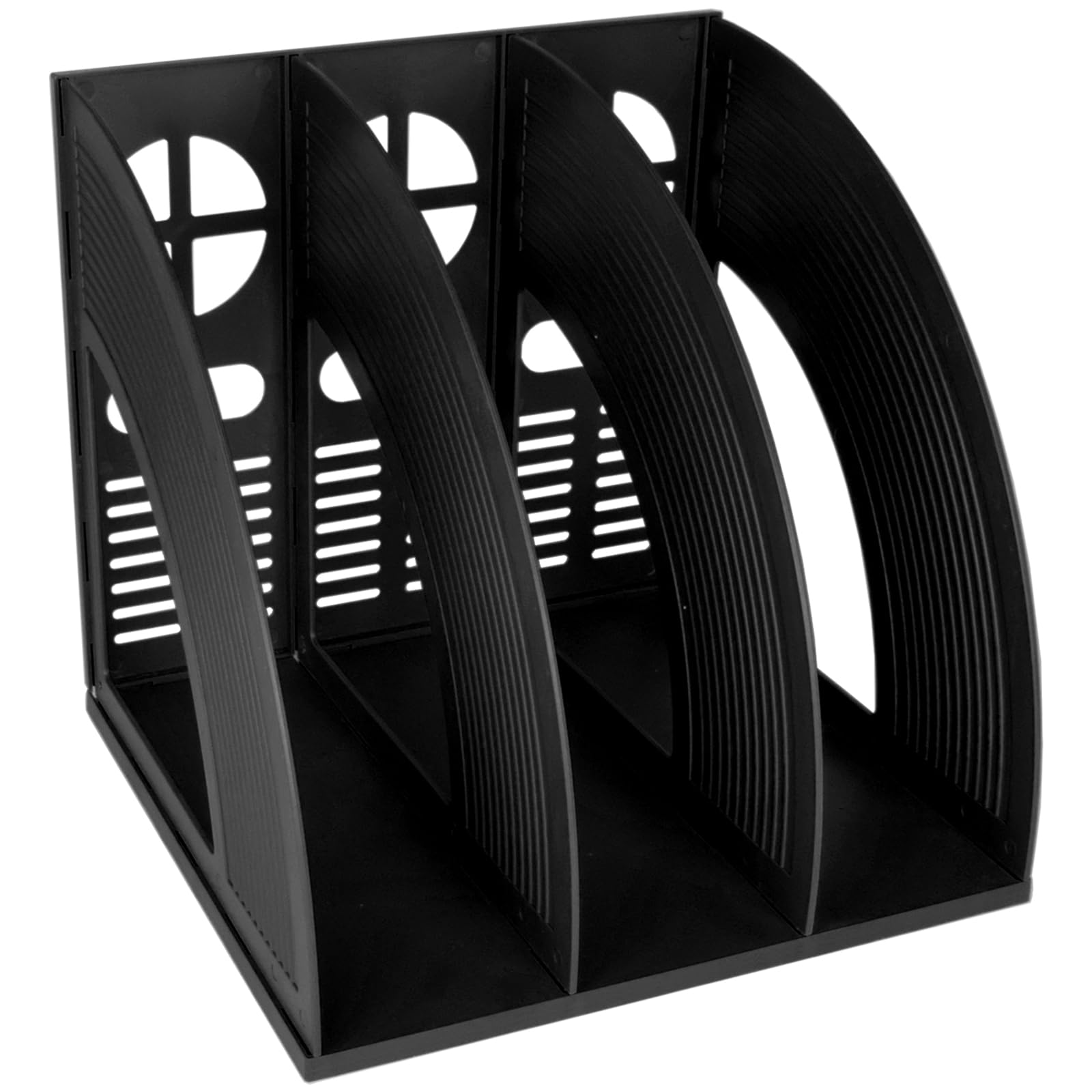 SAYEEC Magazine Holder Sturdy Binder Holder Desk File Sorter Plastic File Folder Organizer Stand Book Shelf Dividers Vertical Storage Rack Desktop Bookshelf Display Box for Office School Home (Black)