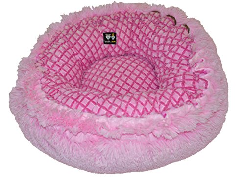 Bessie and Barnie Pink It Fence/Bubble Gum Luxury Shag Ultra Plush Faux Fur Bagelette Pet/Dog Bed (Multiple Sizes)