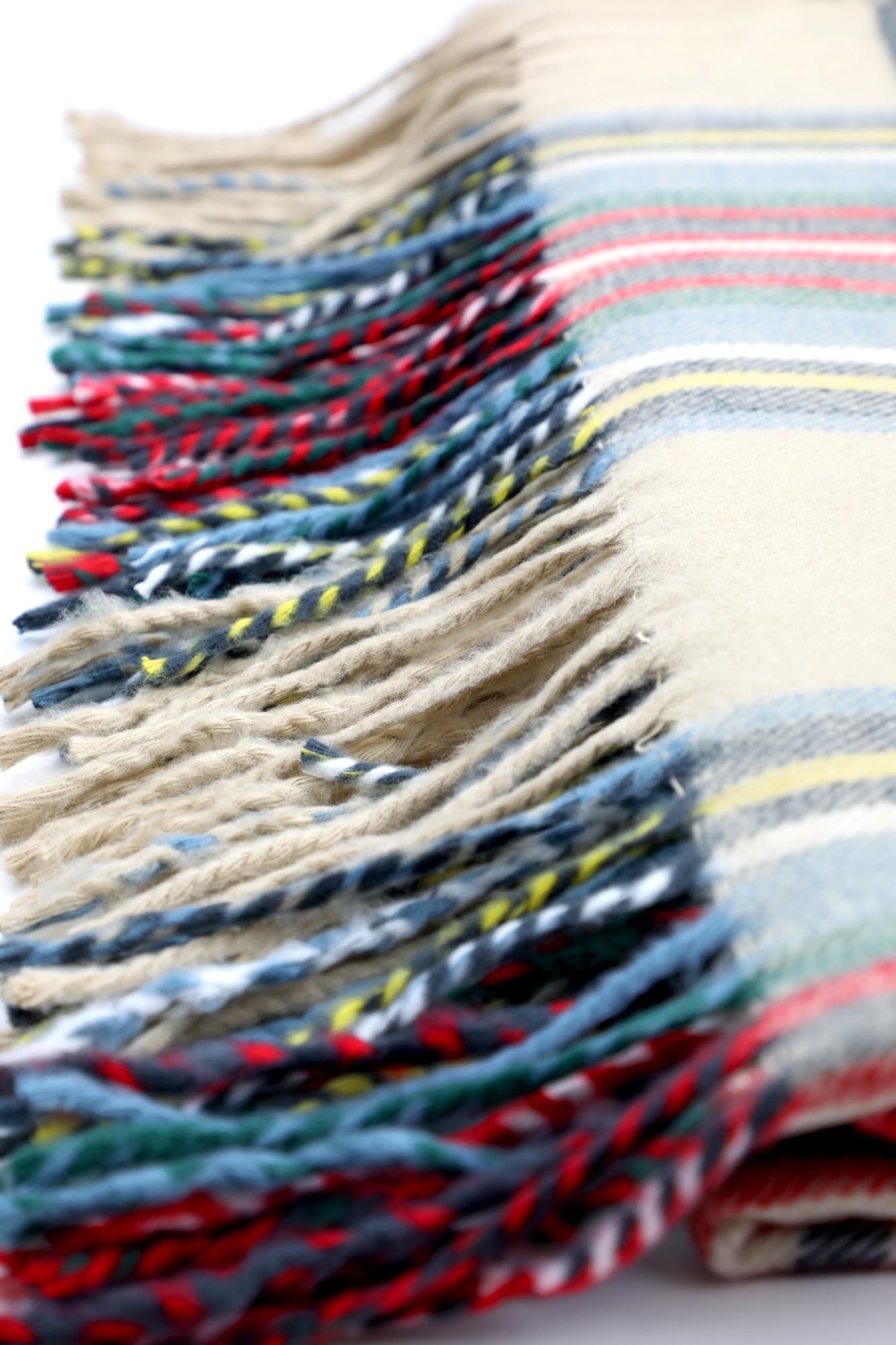 Achillea Long & Wide Scottish Tartan Plaid Large Cashmere Feel Blanket Scarf Check Shawl Wrap 80" x 29" (Khaki Tartan)