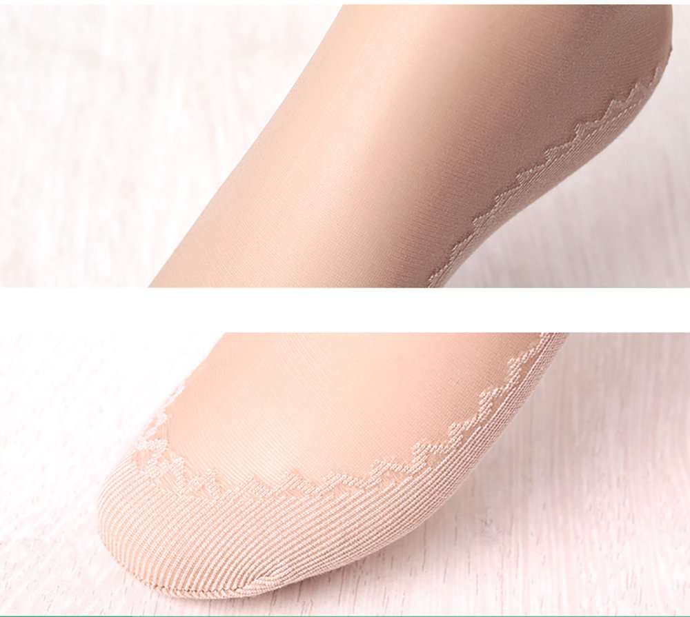 Ueither Women's 6 Pairs Silky Anti-Slip Cotton Sole Sheer Ankle High Tights Hosiery Socks Reinforced Toe (6 Pairs Beige)