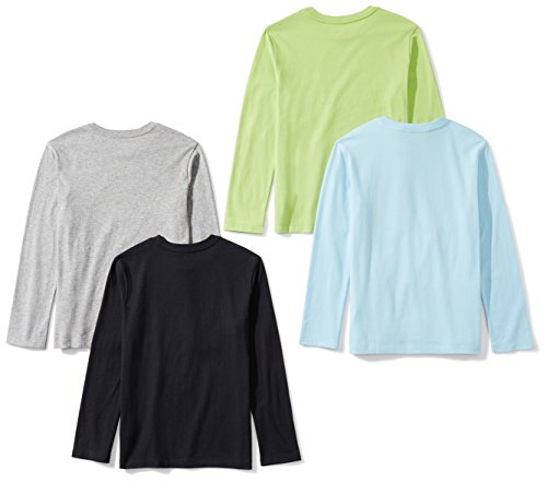 Amazon Essentials Boys' Long-Sleeve T-Shirts - Discontinued Colors, Pack of 4, Aliens Print/Genius/Green/Grey, Small