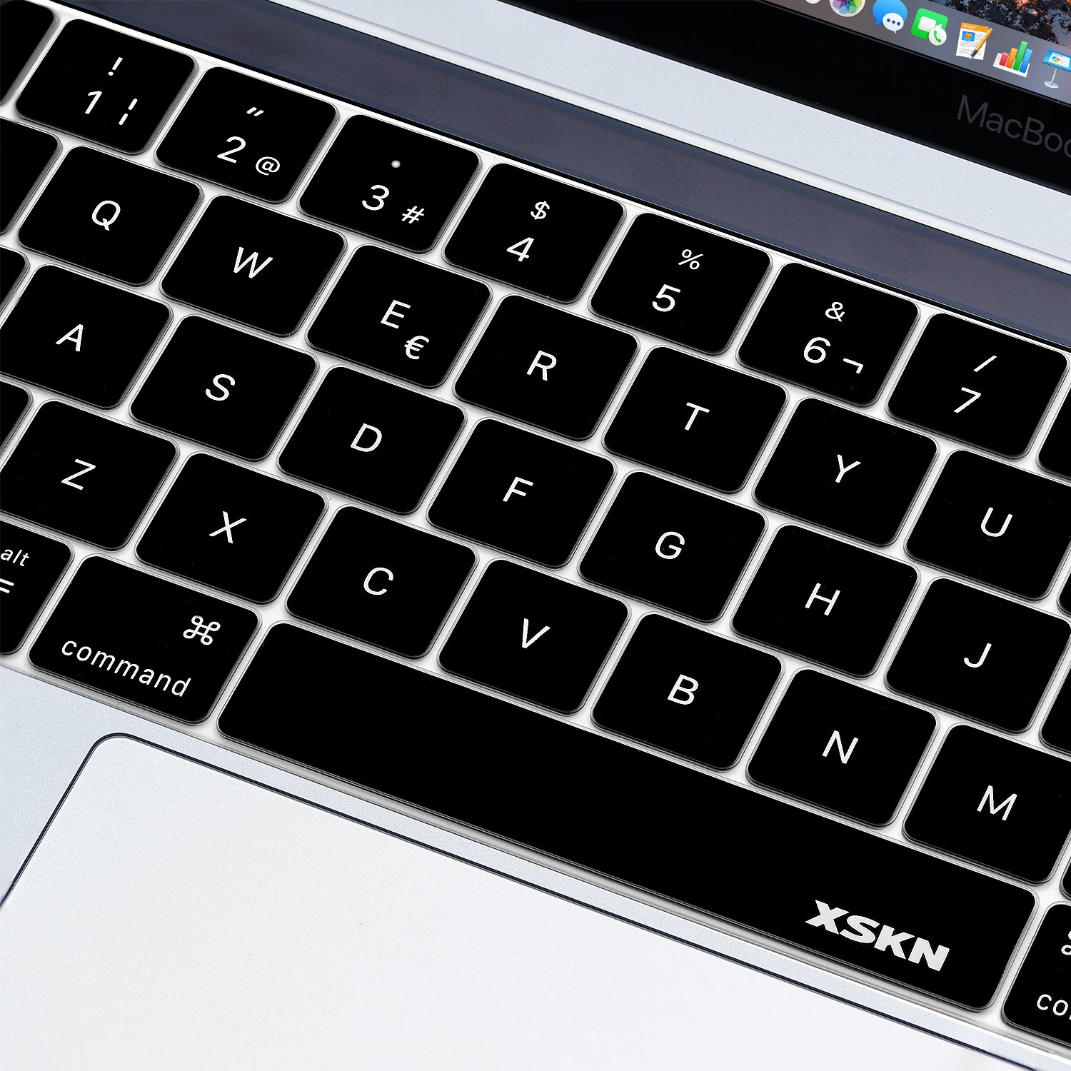 XSKN Spanish Language Silicone Keyboard Skin Cover for New MacBook Pro 13 (A2159 A1989 A1706) & for MacBook Pro 15 (A1990 A1707) Plus Touch Bar Sticker US EU Universal Layout (Black)