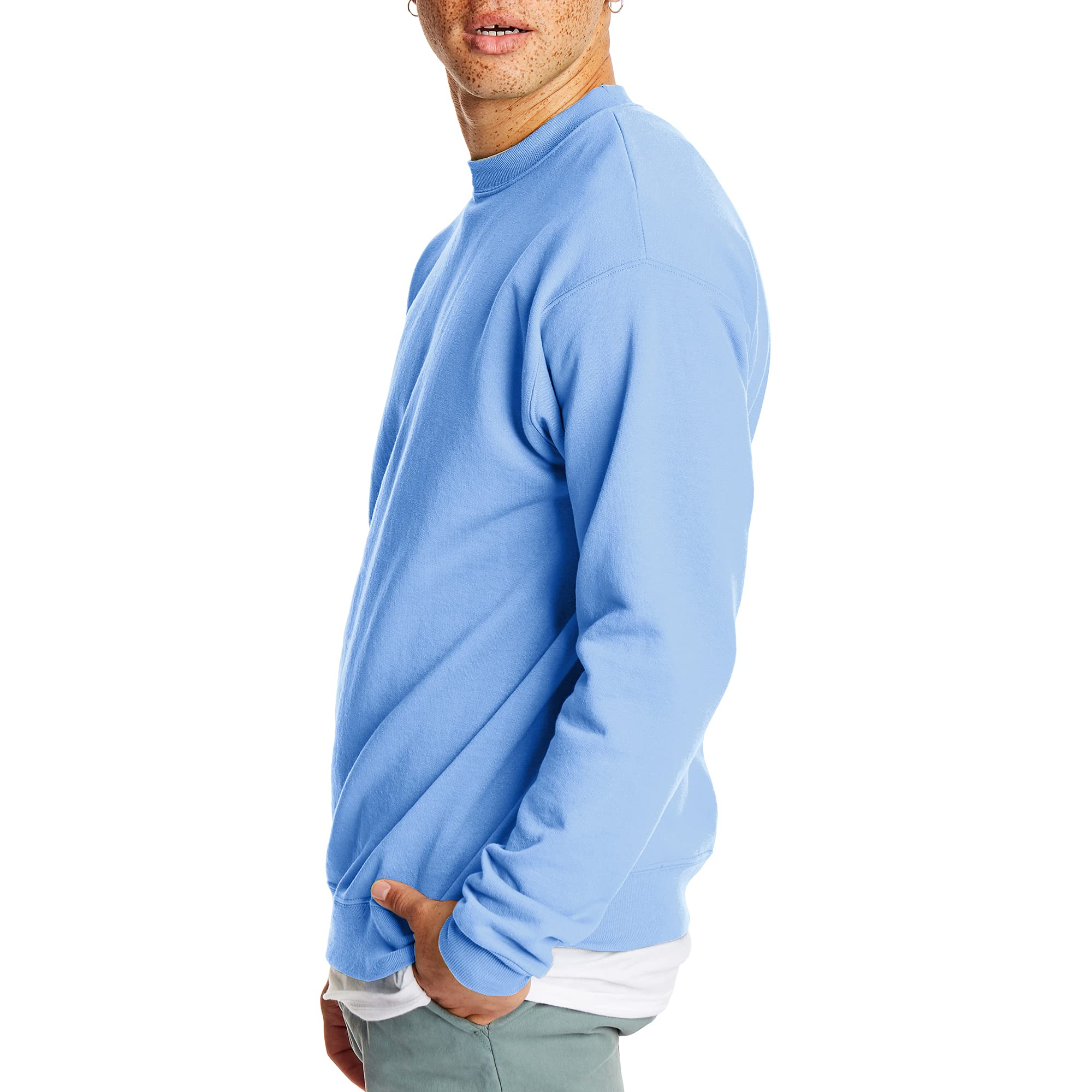 Hanes Men's EcoSmart Sweatshirt, Light Blue, Large