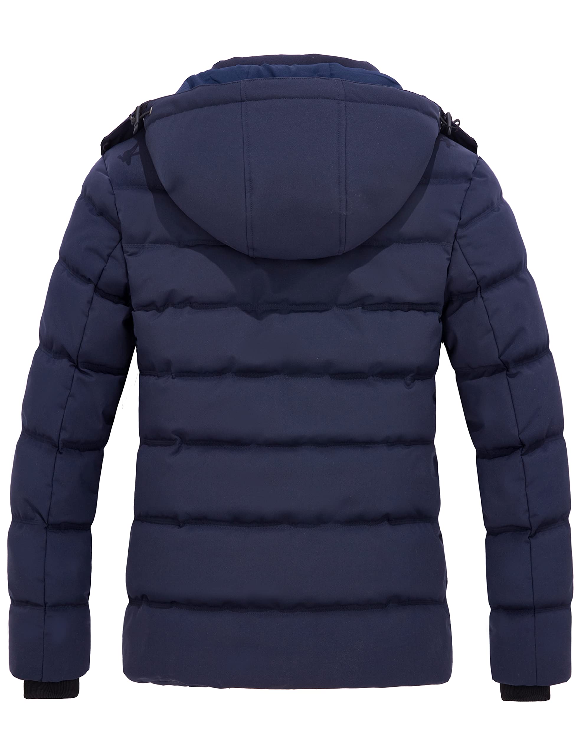 wantdo Women's Windproof Puffer Jackets Hooded Winter Coat Parka Jackets Navy XL