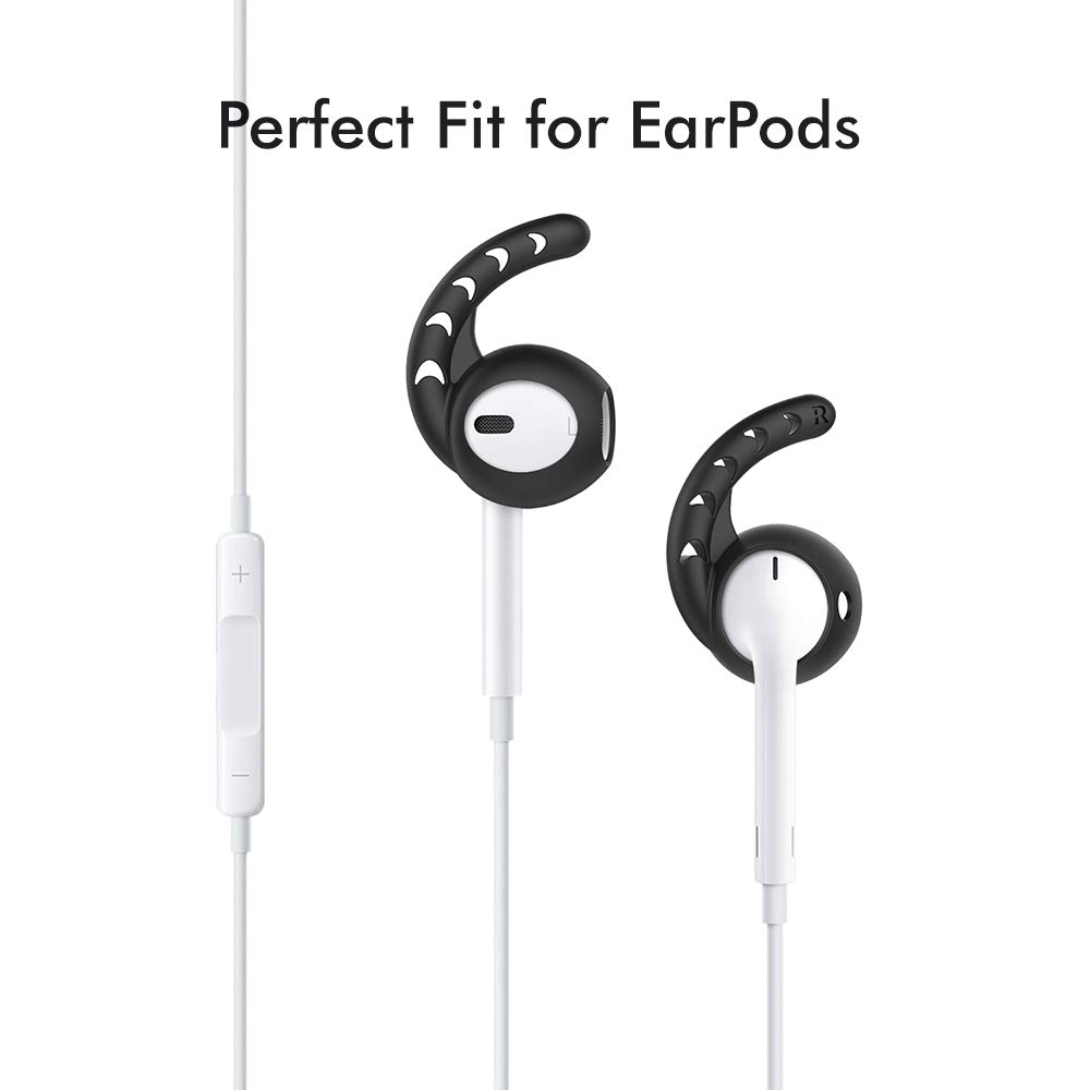 AhaStyle 3 Pairs AirPods Ear Hooks Cover Silicone Accessories Compatible with Apple AirPods and EarPods Headphones(Black)