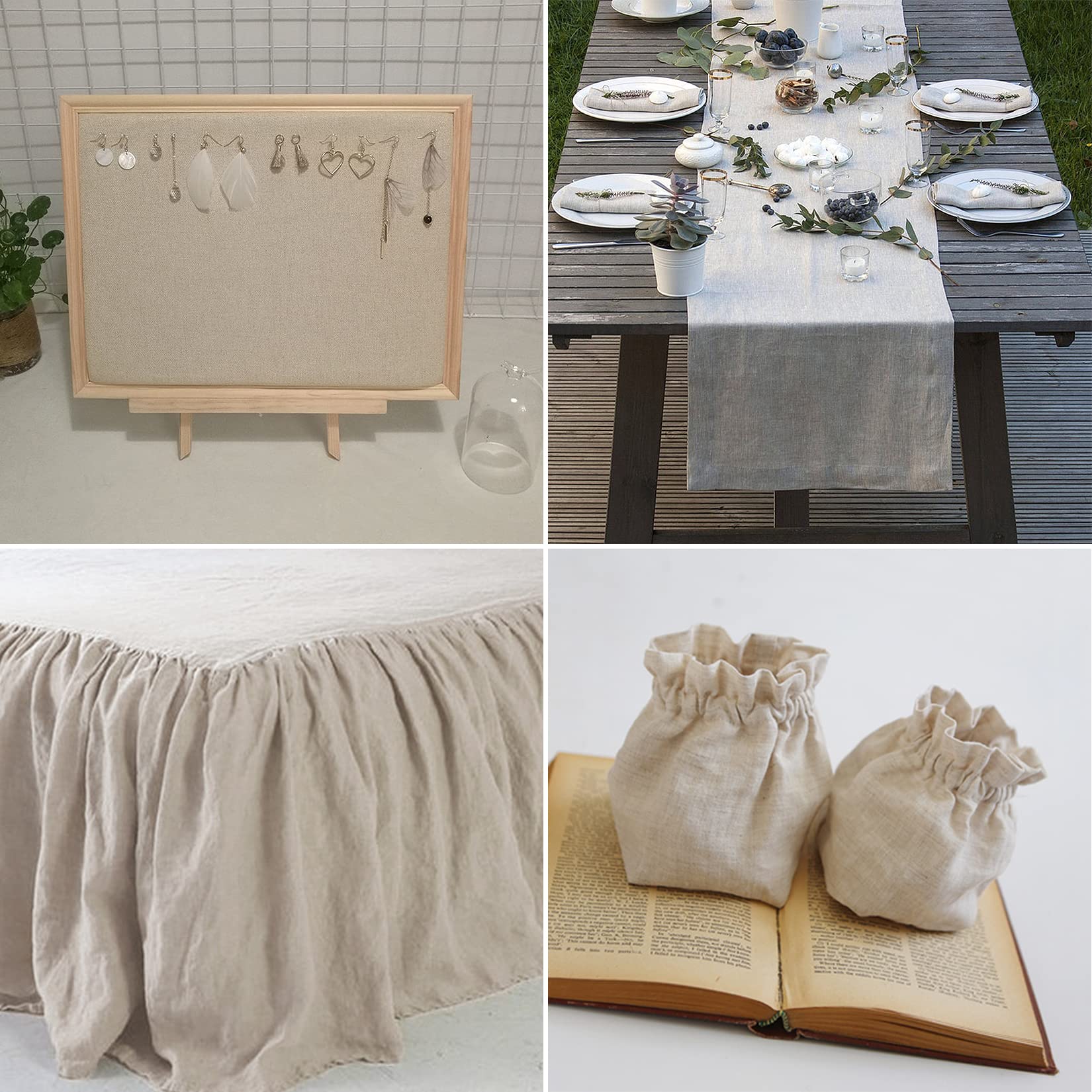 LOVOUS Nature Linen Needlework Fabric, Plain Solid Colour Linen Cloth Hemp Jute Fabric Table Cloth Garments Crafts Accessories, 20 by 62-Inch (Color 2)