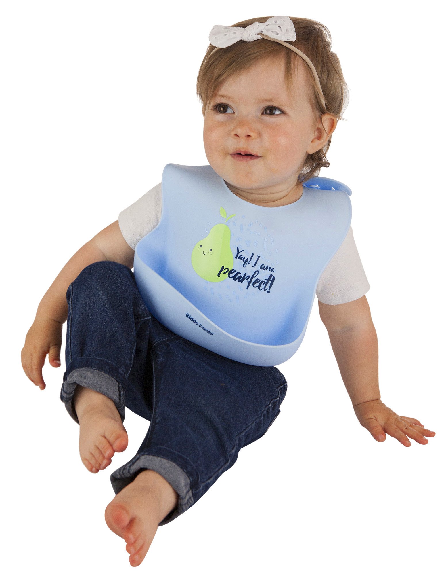 Kiddo Feedo Silicone Baby Bib, Unisex Designs for Boys and Girls, Waterproof and Easy to Clean, Blue