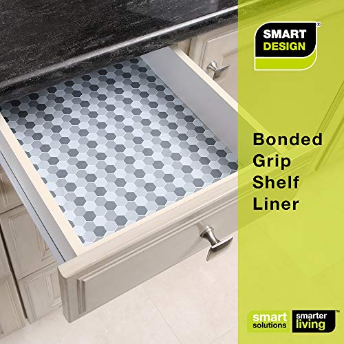 Smart Design Bonded Grip Shelf Liner - 12 Inch x 60 Feet Total (Set of 6 Rolls) - Non Adhesive, Strong Grip Bottom, Easy Clean Kitchen Drawer, Cabinet, Cupboard Dresser Cover - Midsummer Night Scroll