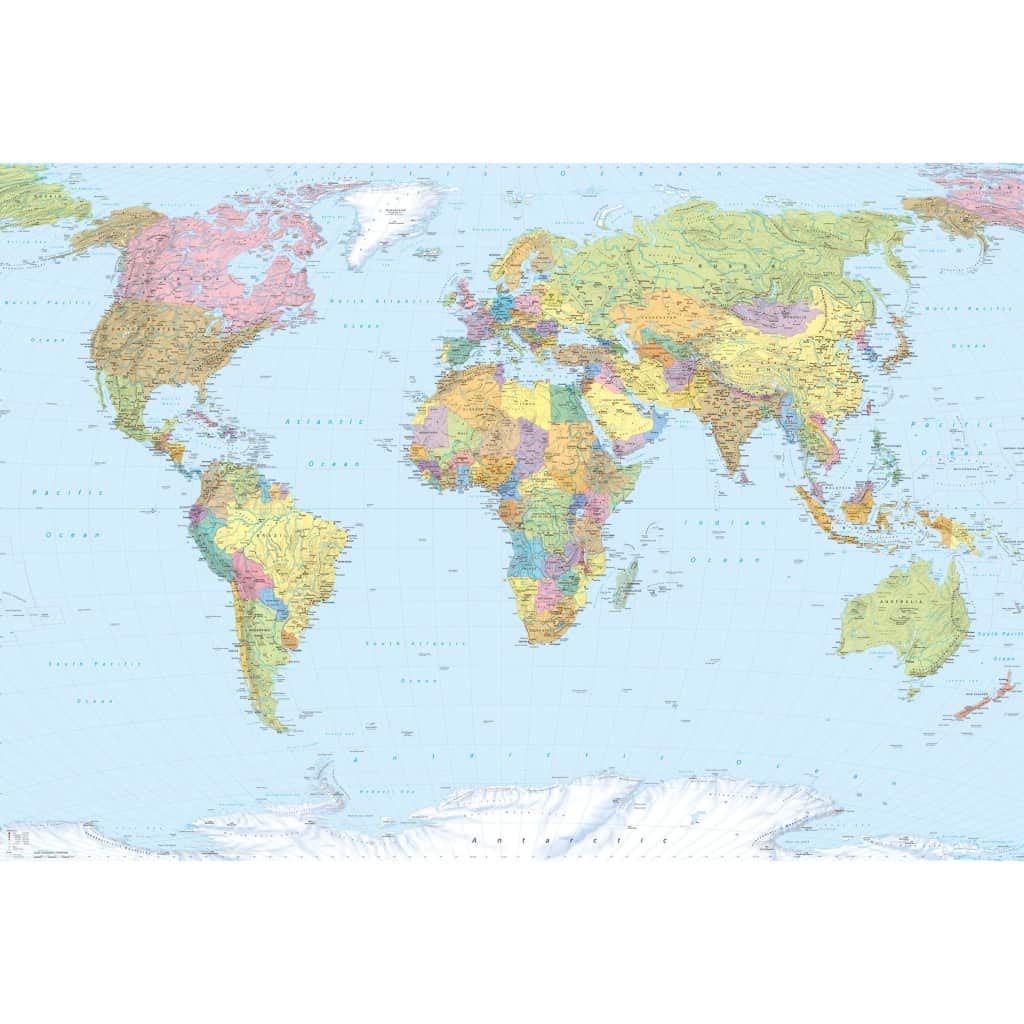 Komar XXL4-038 World Map Mural, Multicolor