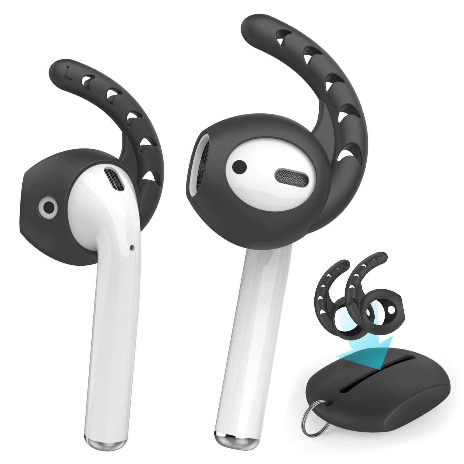 AhaStyle 3 Pairs AirPods Ear Hooks Cover Silicone Accessories Compatible with Apple AirPods and EarPods Headphones(Black)