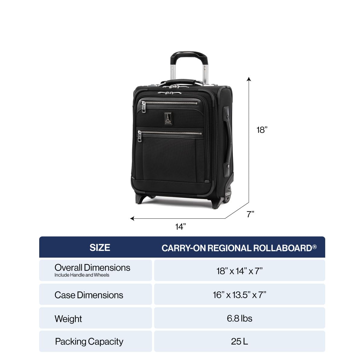 Travelpro Platinum Elite Softside Expandable Carry on Luggage, 2 Wheel Upright Regional Suitcase, USB Port, Men and Women, Shadow Black, Carry On 16-Inch