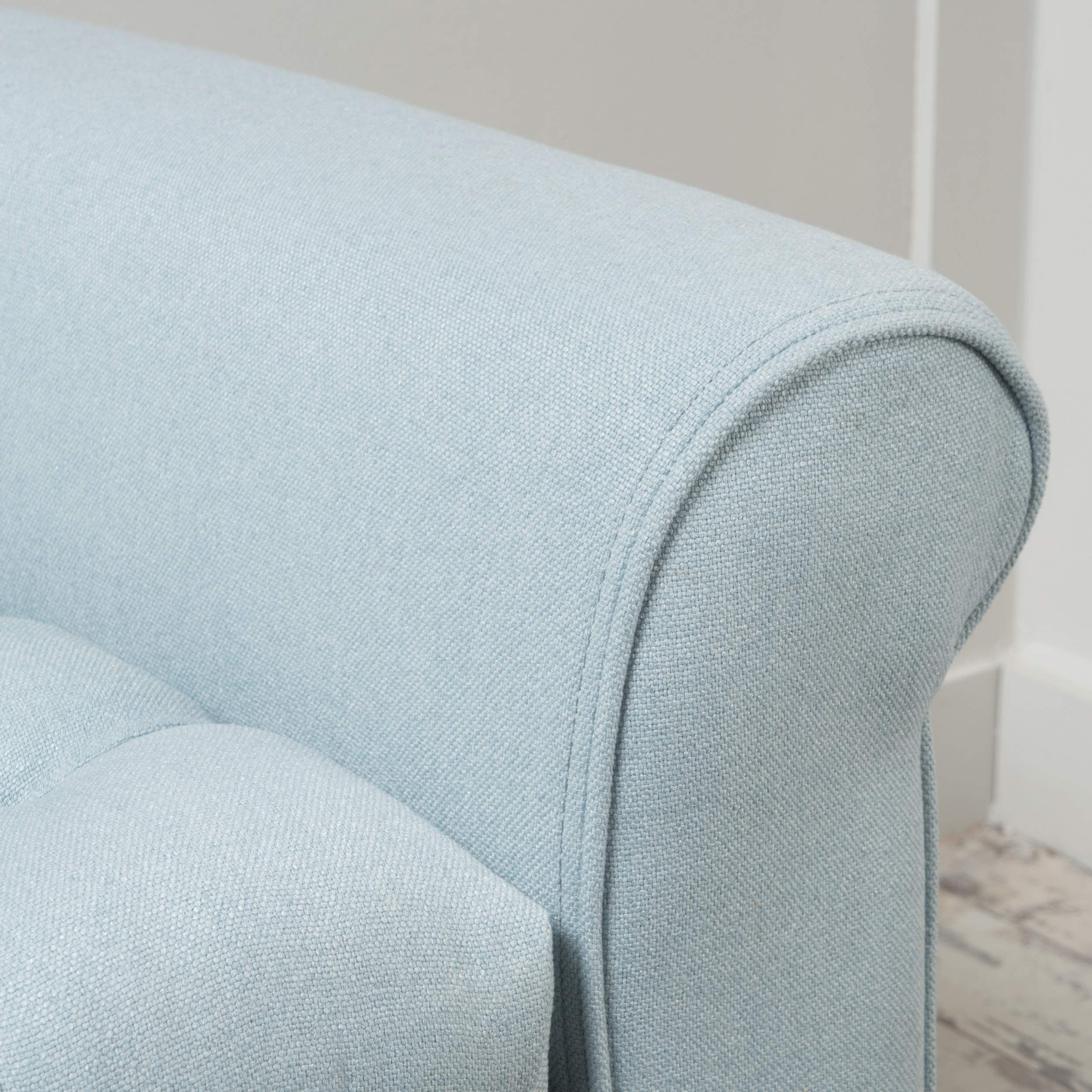 Christopher Knight Home Keiko Fabric Armed Storage Bench, 19.75"D x 50"W x 20.5"H, Light Sky