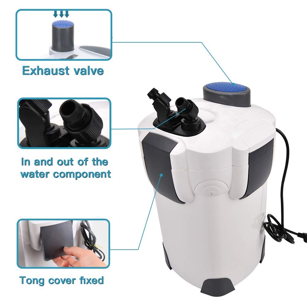 Polar Aurora Free Media 265GPH / 370GPH / 525GPH External Aquarium Filter with Builtin Pump Kit Canister (265GPH)