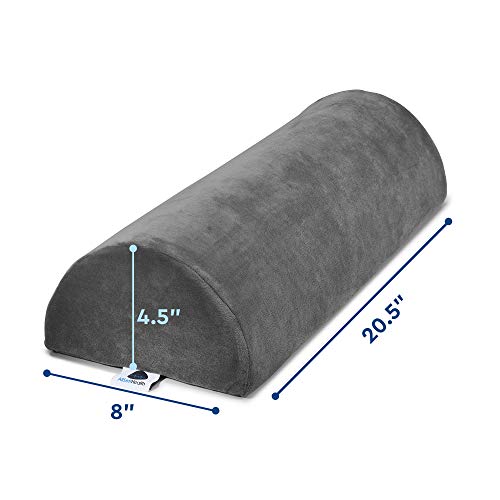 AllSett Health Large Half Moon Bolster Pillow for Legs, Knees, Lower Back and Head, Lumbar Support Pillow for Bed, Sleeping | Semi Roll for Ankle and Foot Comfort - Machine Washable Cover, Grey