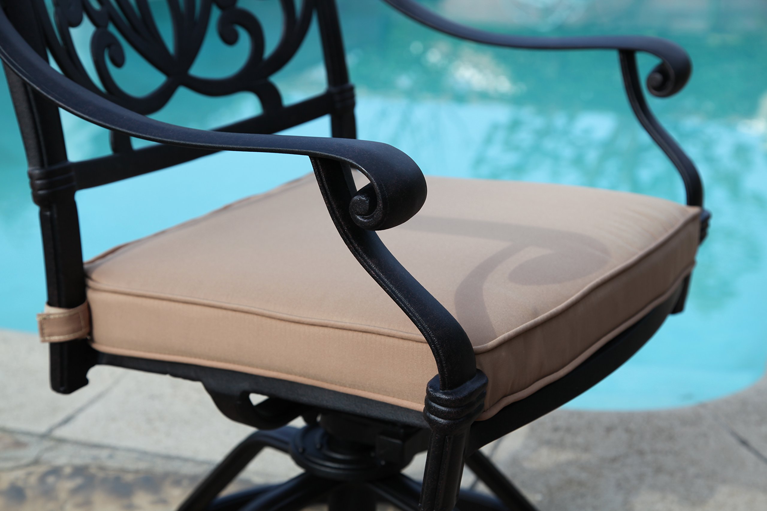 GrandPatioFurniture.com CBM Patio Elisabeth Collection Cast Aluminum 9 Piece Dining Set with 8 Swivel Rockers SH211-8S CBM1290
