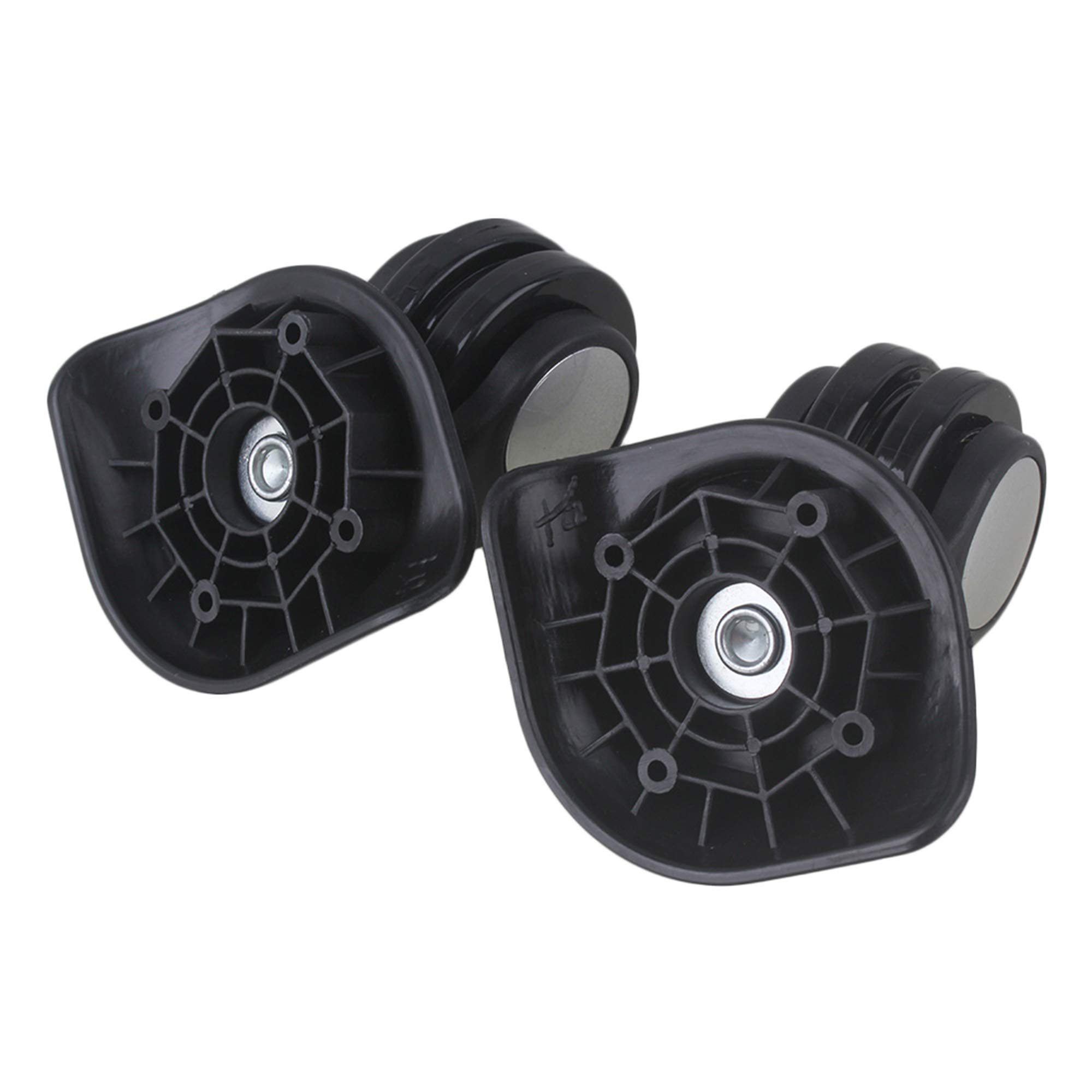 RDEXP Black 9.5x9.2x5cm Left & Right Luggage Wheels with 8 Screws DIY Replacement Set of 2