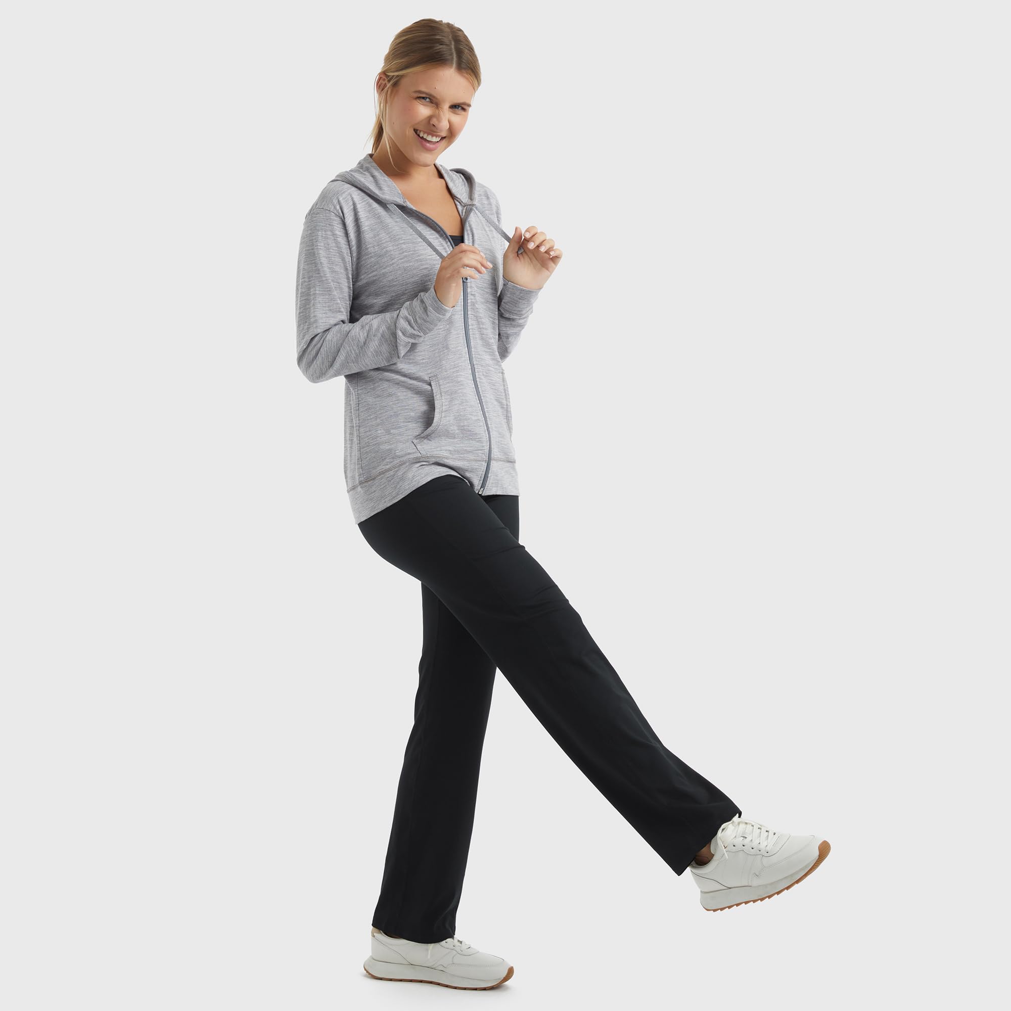Hanes Womens Slub Knit Full-zip Hoodie, Textured Cotton Zip-up T-shirt For, Dada Gray Pe Heather, Large US