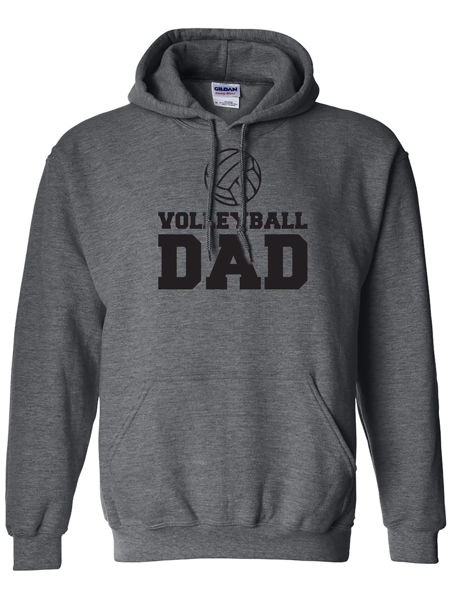 zerogravitee Volleyball Dad Adult Hooded Sweatshirt in Dark Heather with black text - XX-Large