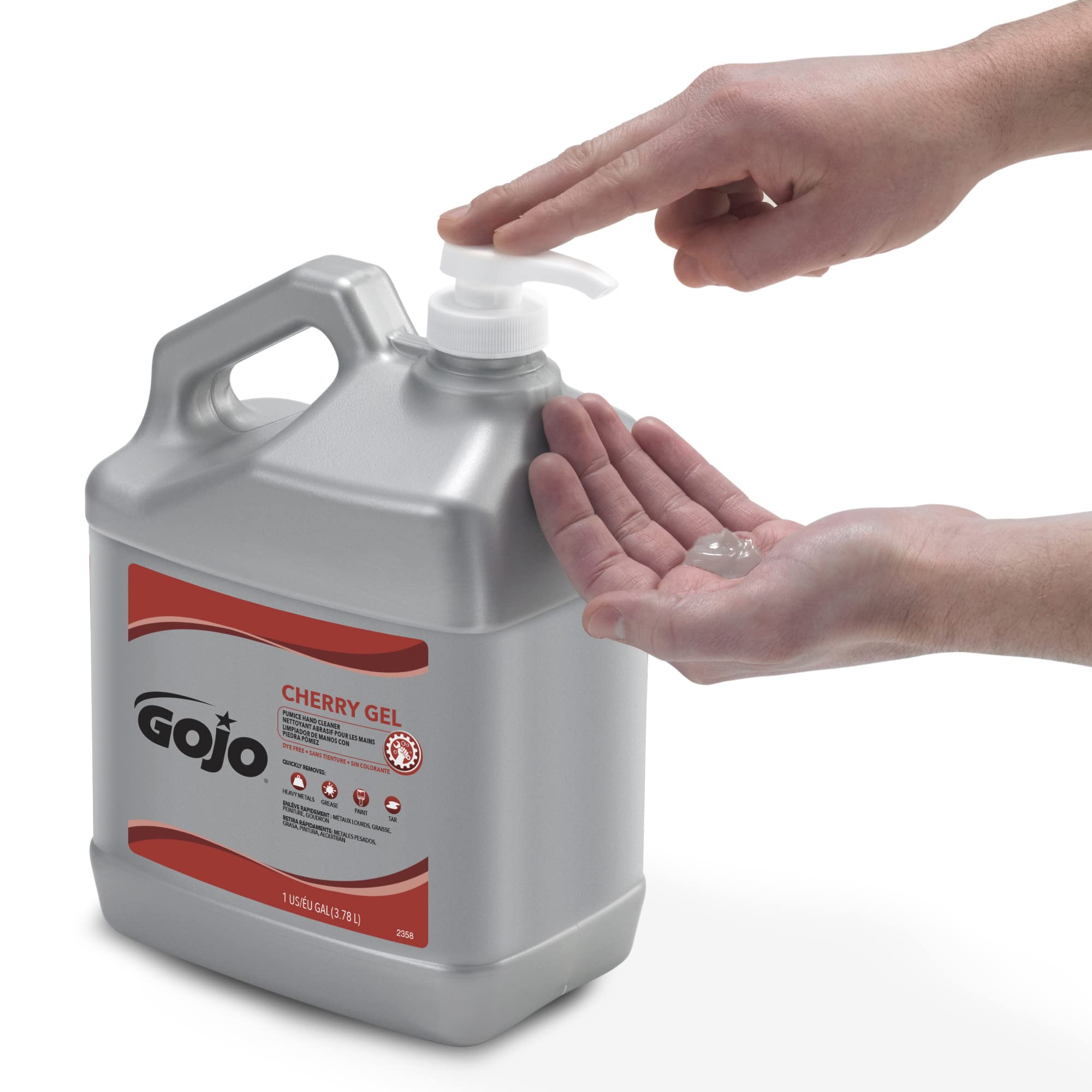 GOJO Cherry Gel Pumice Hand Cleaner, Cherry Fragrance, 1 Gallon Hand Cleaner with Pumice in Pump Bottle (Pack of 1) – 2358-02