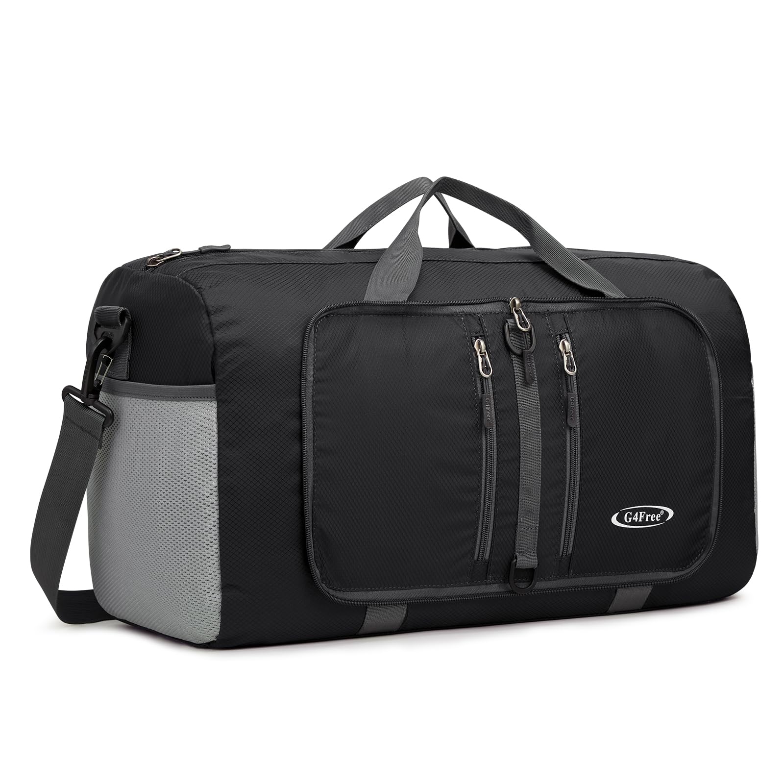 G4Free 40L/65L Foldable Duffel Bag, Water-Repellent Travel Backpack, Lightweight Carry Bag for Overnight Weekender Sports Men Women, Balck, 40L