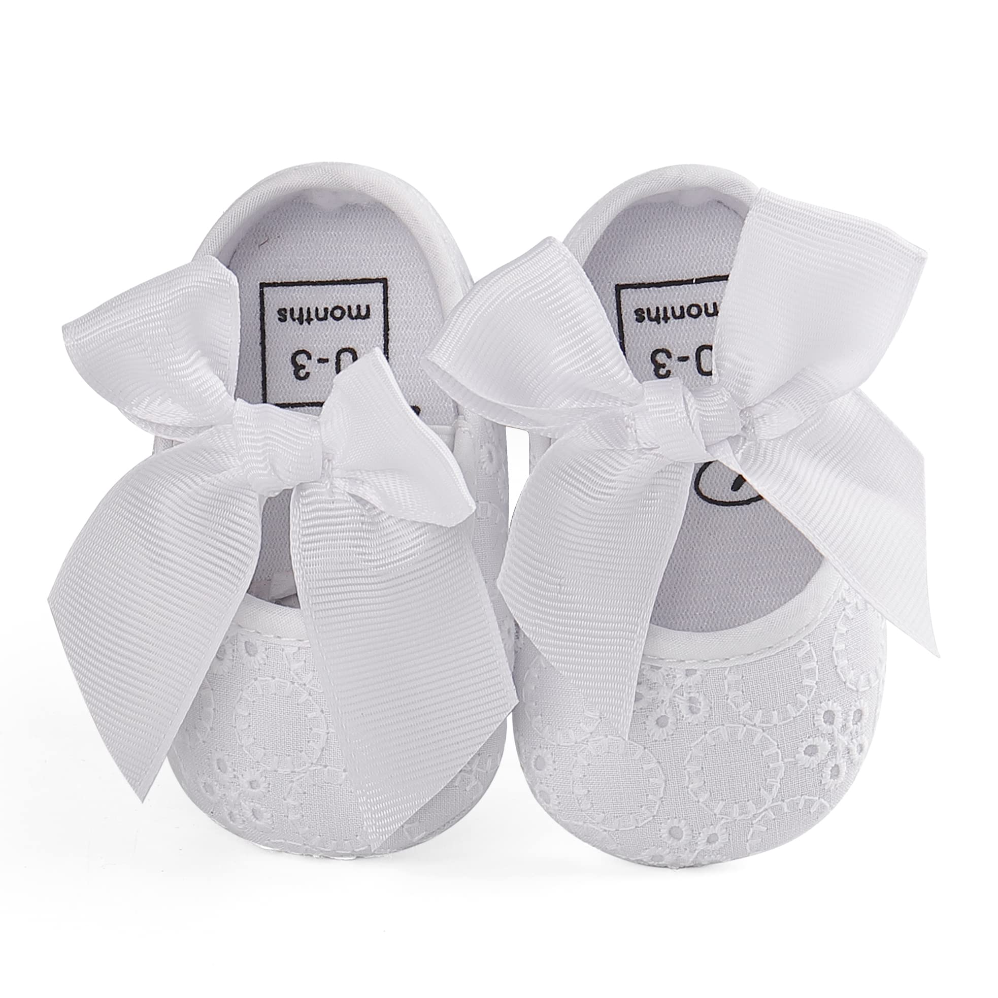 Baby Girls Princess Bowknot Soft Sole Cloth Crib Shoes Sneaker White, 3-6 Months