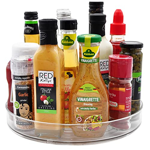 Large Lazy Susan Rotating Turntable Organizer - for Kitchen, Pantry, Cabinet, Dining Table, Fridge, Countertop,Vanity - Spinning Food Storage Container for Spices, Condiments- Clear,11 Inches (1 Pack)