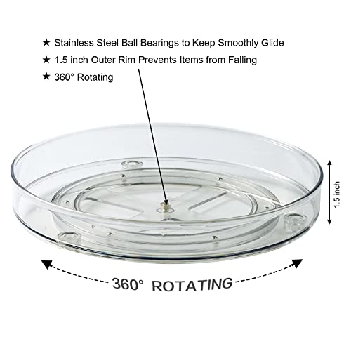 Large Lazy Susan Rotating Turntable Organizer - for Kitchen, Pantry, Cabinet, Dining Table, Fridge, Countertop，Vanity - Spinning Food Storage Container for Spices, Condiments- Clear，11 Inches （1 Pack）