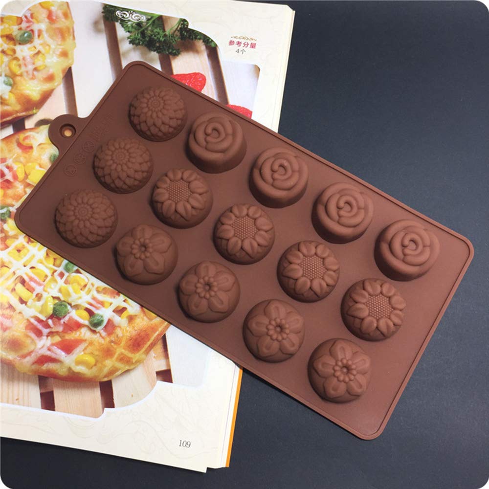 3 Pack X Sunflower and Rose Flower Ice Cube Chocolate Soap Tray Mold Silicone Party maker (Ships From USA)