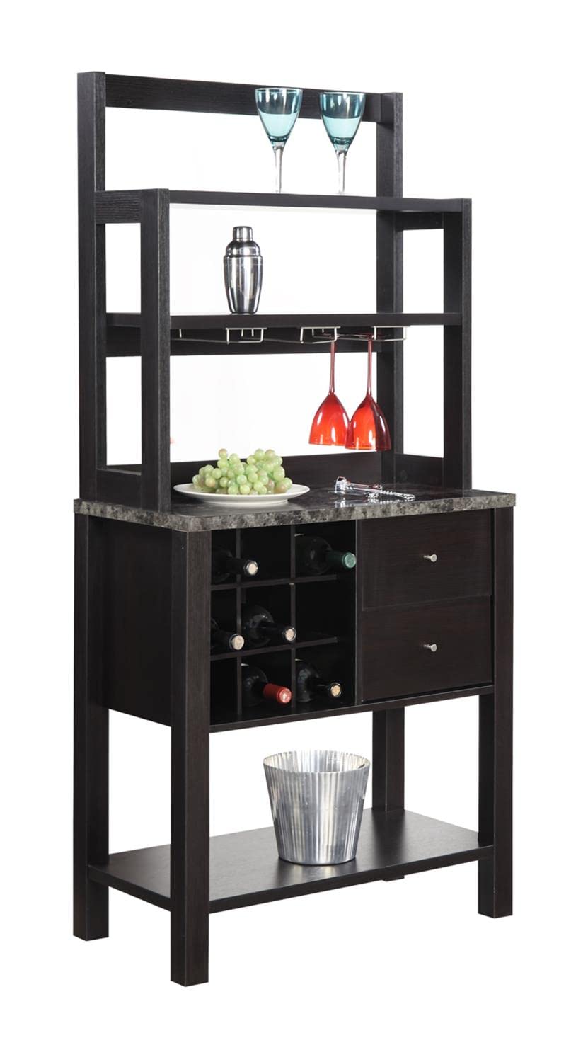 Convenience Concepts Newport Serving Bar, Espresso/Faux Marble