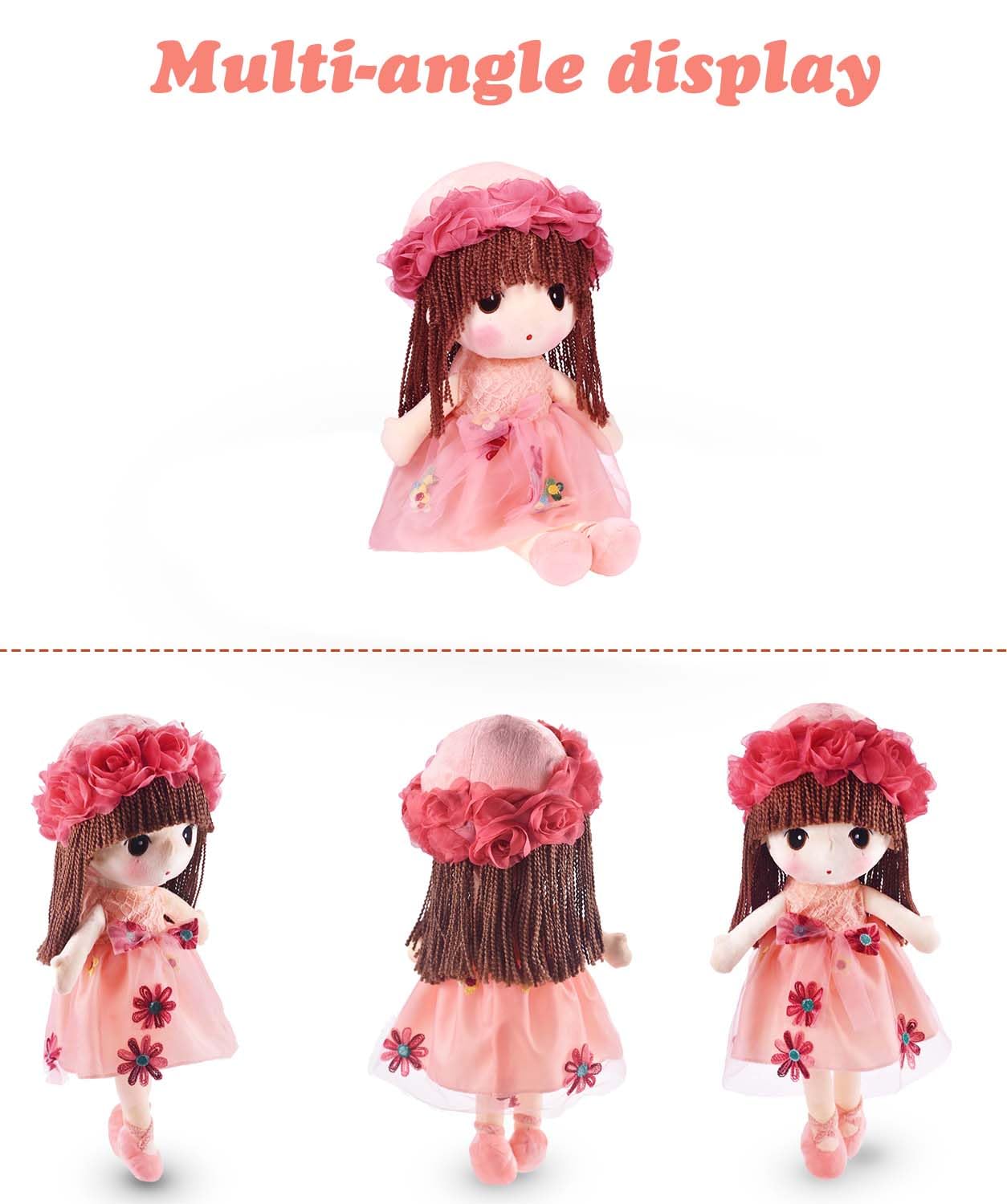 HWD Kawaii Flower Fairy Stuffed Soft Plush Toy Doll Girls Gift, 18 Inch (Pink)