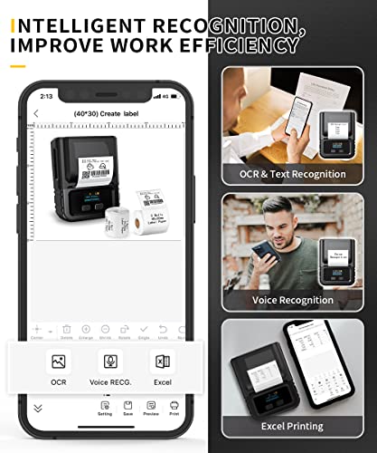 Petural M120 Label Maker-Barcode Label Printer, 3 Rolls Labels Set Bluetooth Label Maker, Thermal Portable Mini Label Maker Machine for Barcode,Qr Code,Small Business,Home Labeling,Address etc,Black