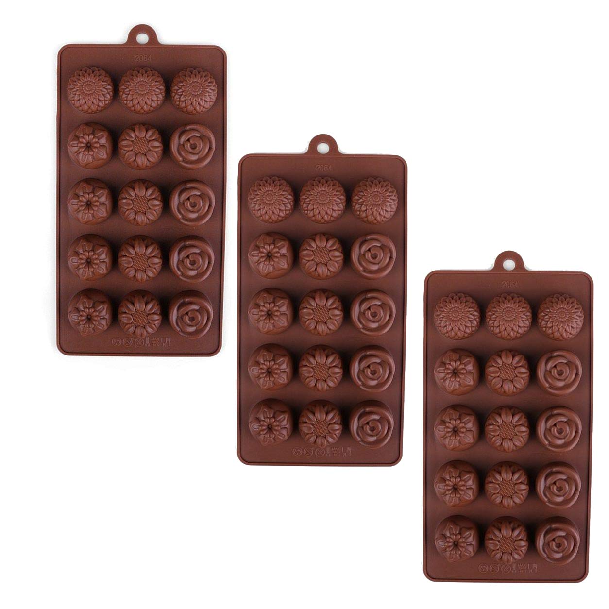 3 Pack X Sunflower and Rose Flower Ice Cube Chocolate Soap Tray Mold Silicone Party maker (Ships From USA)