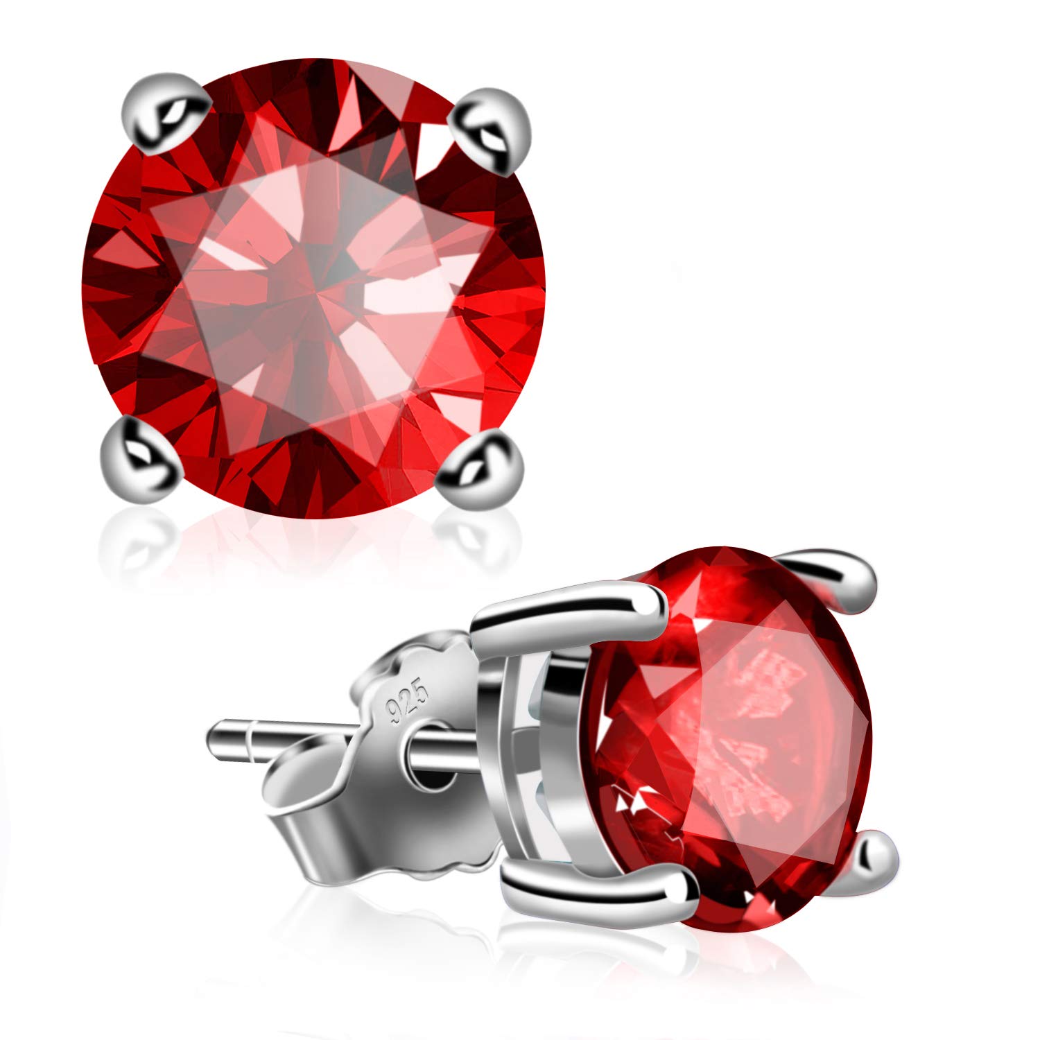 UHIBROS 6 Pairs Stainless Steel Stud Earrings Set For Mens Womens Hypoallergenic Cubic/Square Zircon Earrings 18K White Gold 316L CZ Earring