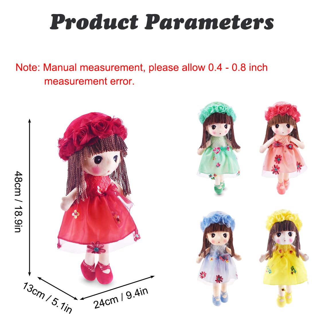 HWD Kawaii Flower Fairy Stuffed Soft Plush Toy Doll Girls Gift, 18 Inch (Pink)