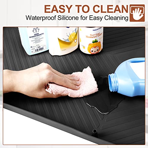 Under Sink Mats for Kitchen Waterproof, 34" x 22" Silicone Under Sink Liner, Under Sink Liner Hold up to 3.3 Gallons Liquid, Sink Protector Tray with Drain Hole for Kitchen Bathroom Cabinet (Black)