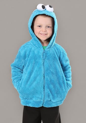 Sesame Street Toddler Boys' Fuzzy Costume Hoodie (Multiple Characters), Cookie Monster, 3T