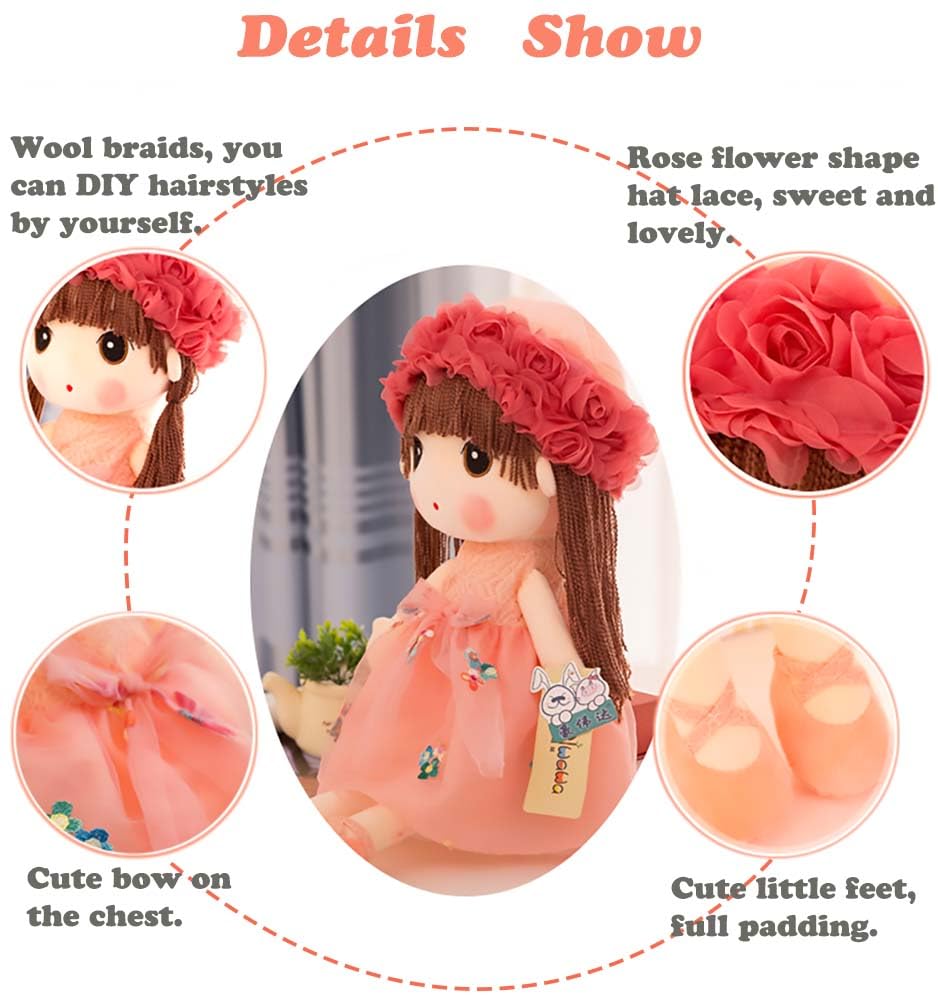 HWD Kawaii Flower Fairy Stuffed Soft Plush Toy Doll Girls Gift, 18 Inch (Pink)