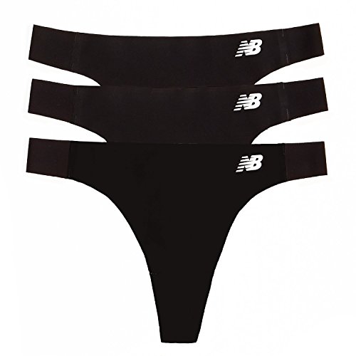 New Balance Women's Laser Thong Panties (3 Pack), Black, Large