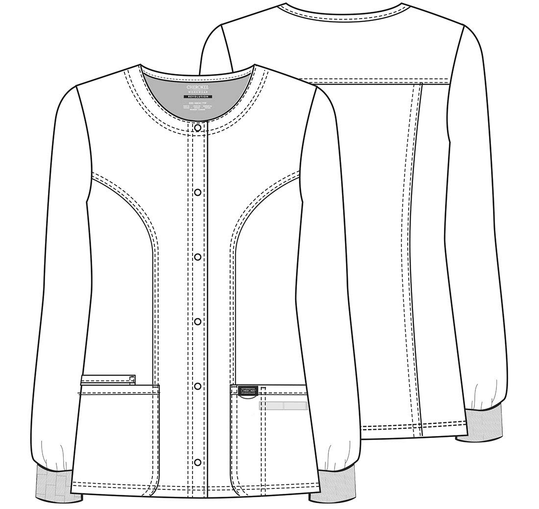 Cherokee Women's Snap Front Warm-up Jacket, White, Small