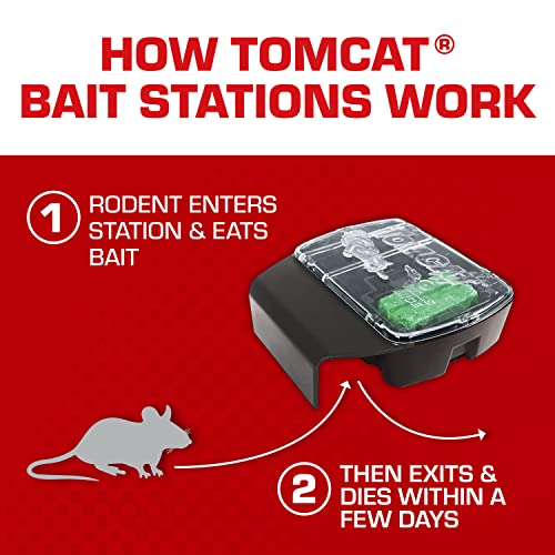 Tomcat Mouse Killer Child & Dog Resistant, Refillable Station for Indoor and Outdoor, 1 Station and 8 Poison Block Refills