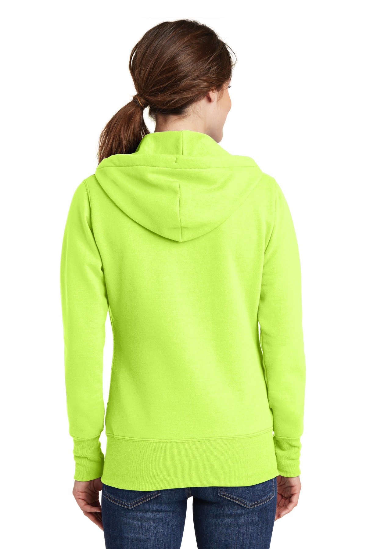 Port & Company Women's Classic Full-Zip Hooded Sweatshirt LPC78ZH, Neon Yellow, X-Large
