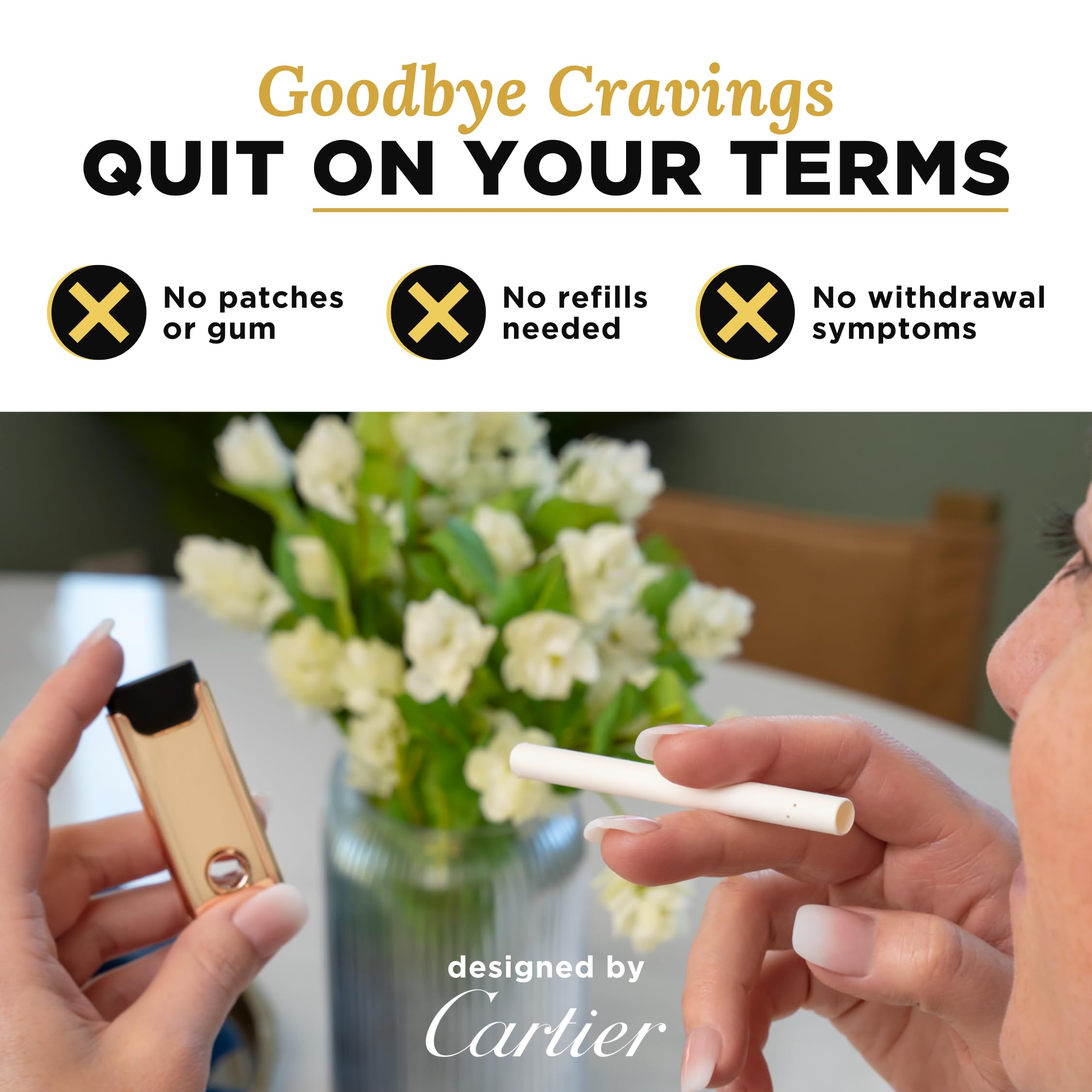 Stop Smoking Aid That Works, Quit Smoking in Just 8 Weeks, Compact Advanced Smoking Cessation Product & Quit Smoking Tool by Filtrim, Gold Finish (2.5 x 1.2 x 0.3 Inches)