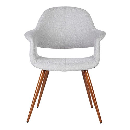 Armen Living Phoebe Mid-Century Modern Fabric Upholstered Dining Chair for Kitchen Table Office Desk Vanity, 24D x 25W x 33H Inch, Gray