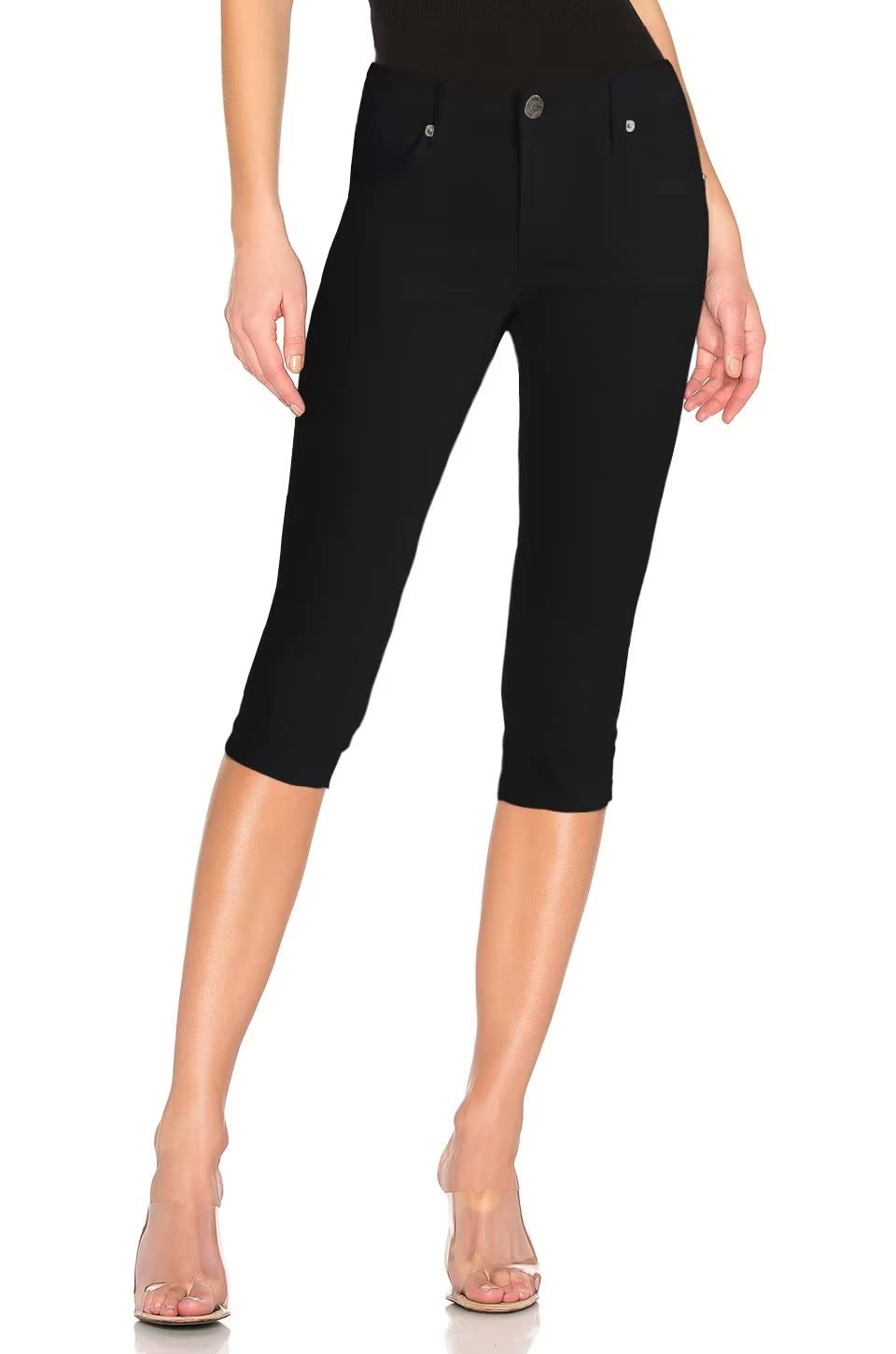 Hybrid & Company Women's Butt Lift Super Comfy Stretch Denim Capri Short Jeans Q43300 Black 3