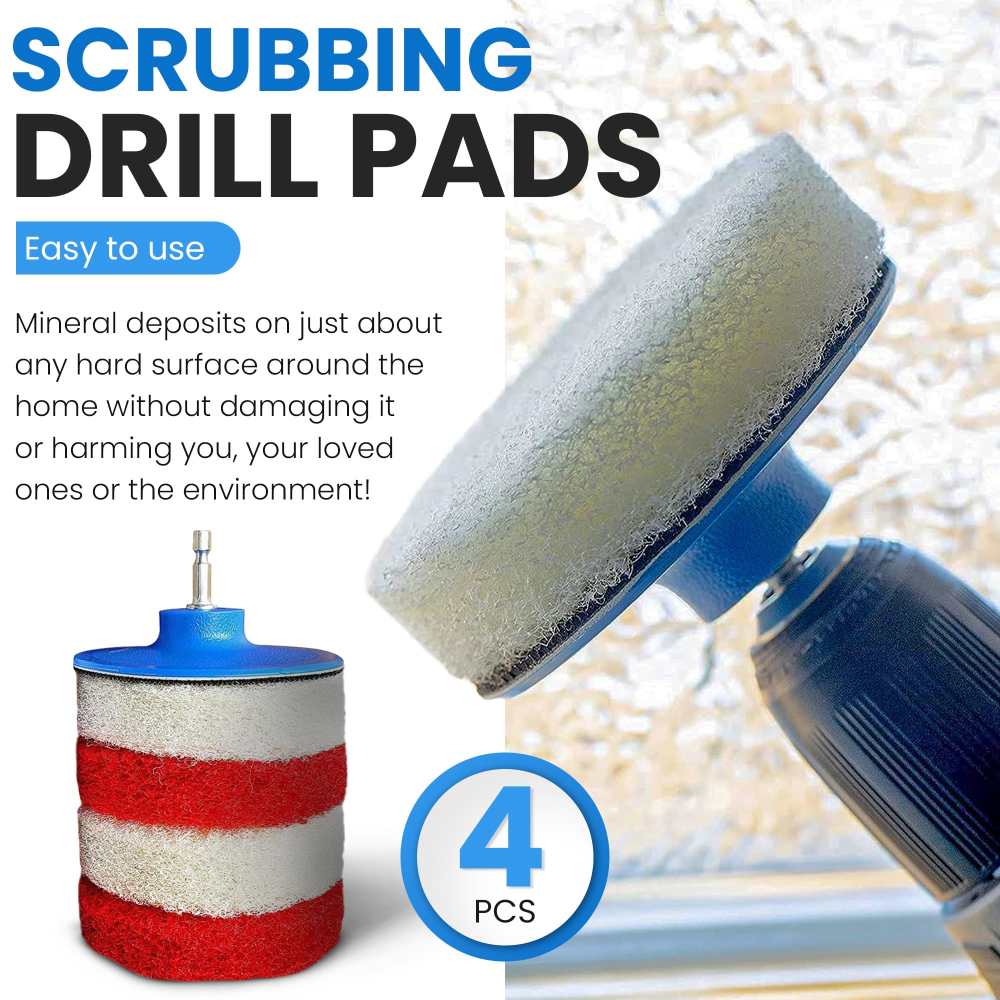 Water Spot Remover, Plus Drill Brushes and Pads, Home Deep Cleaning Kit for Kitchen and Bathroom, Clean Tile and Grout, Cleaning Brush for Drill, Drill Scrub Brush, Drill Brush Attachment