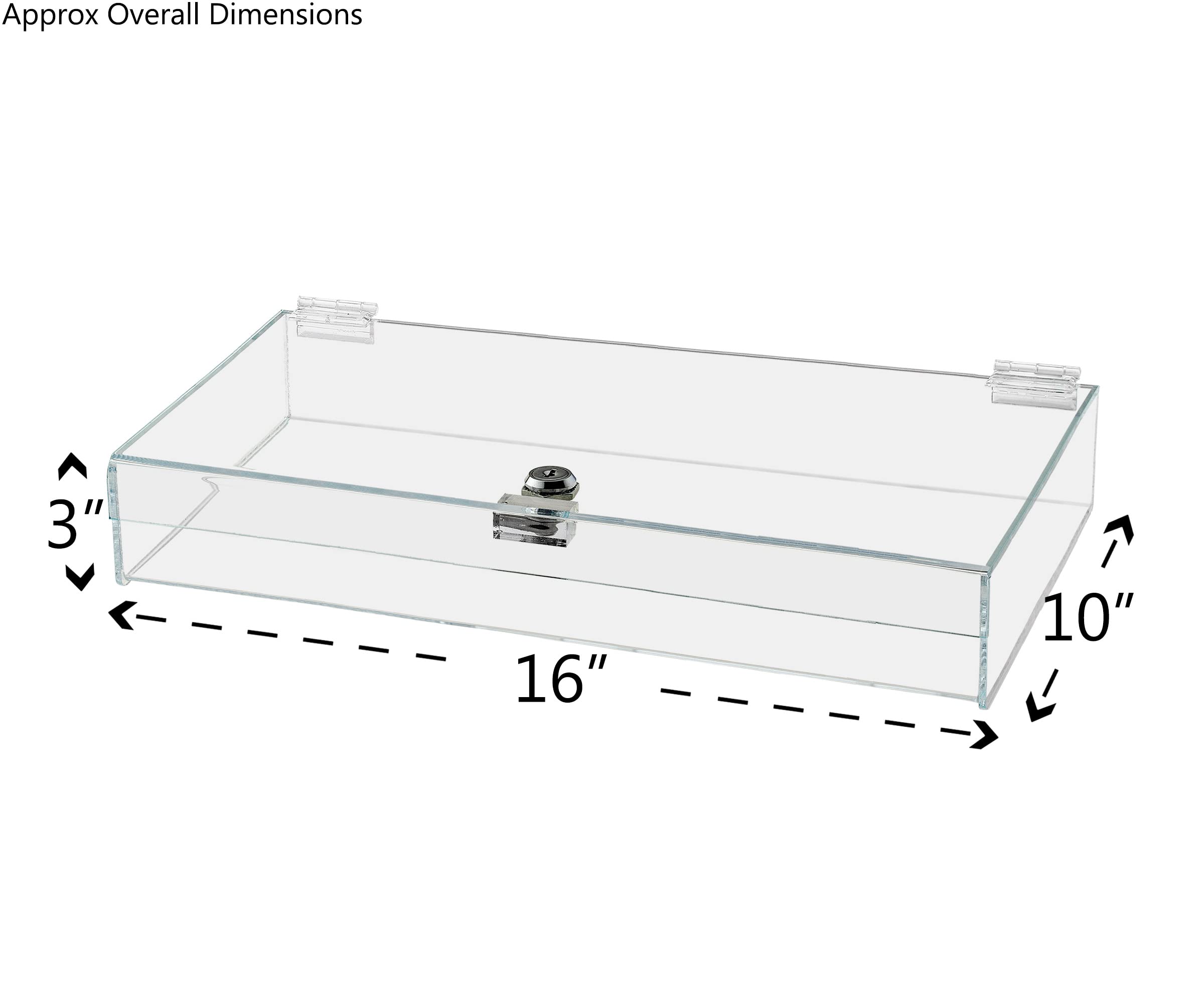 Acrylic Locking Display Case with Keys 16" x 10" x 3" Clear Rectangular Countertop Tray with Lid for Antiques Artifacts Collectibles Jewelry Currency and Coins by Marketing Holders